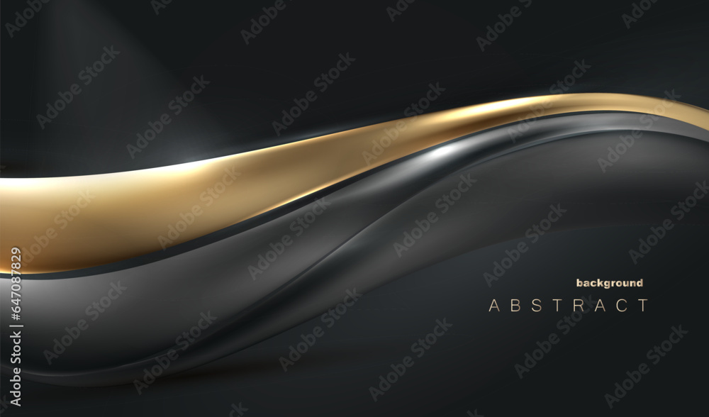 Luxury black and gold waves vector. Ribbon shine lines background ...