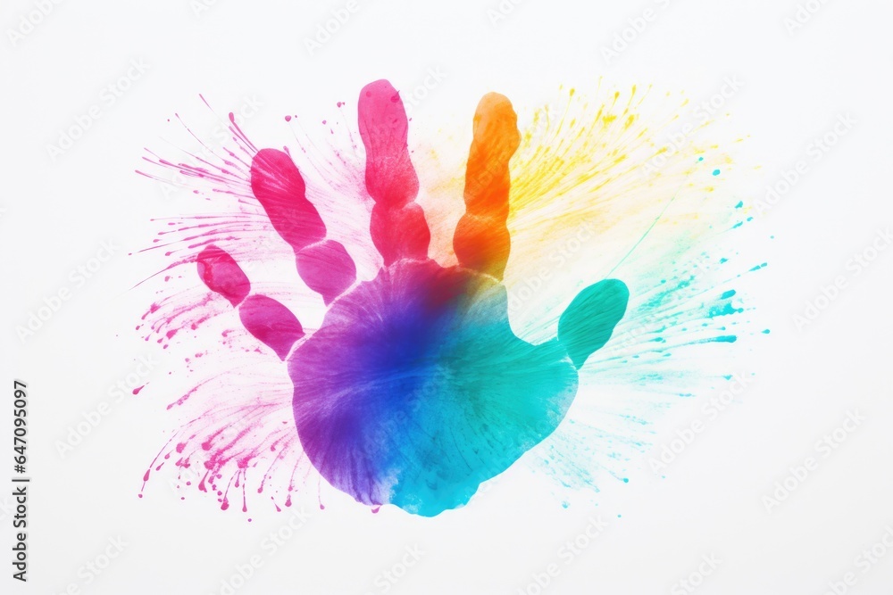 Colorful paint handprint background Stock Illustration | Adobe Stock