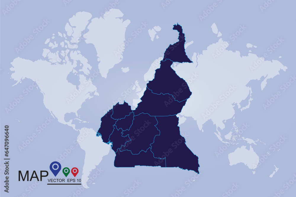 High quality map of Cameroon, map - blue pastel graphic background ...