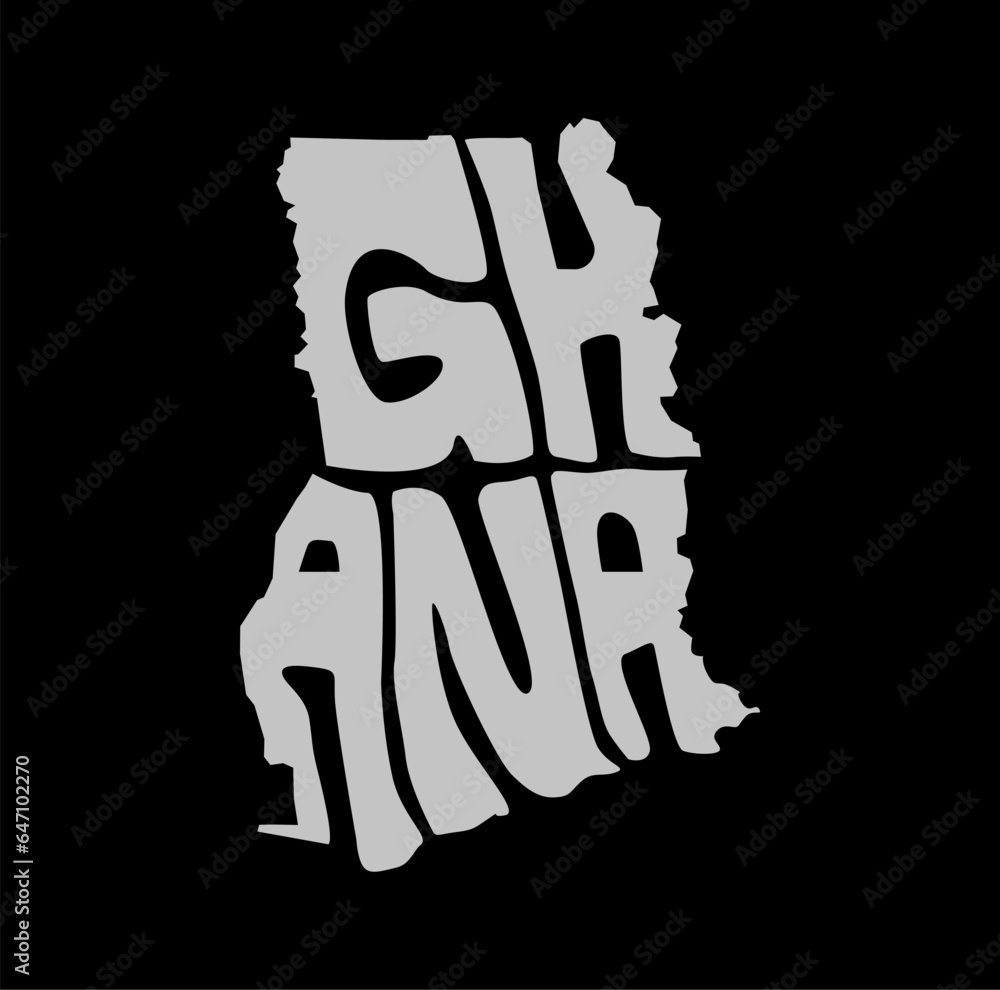 Ghana vector map lettering art. Ghana map. Stock Vector | Adobe Stock