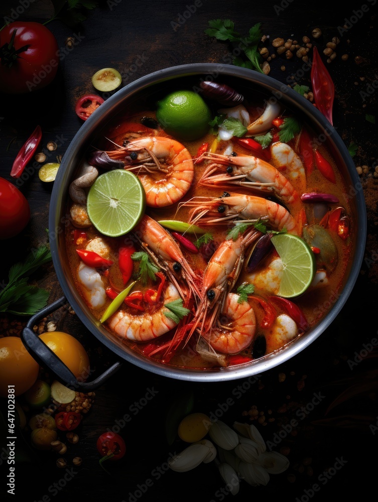 Tom yum dish, Thailand's iconic soup, a spicy, sour delight made with ...
