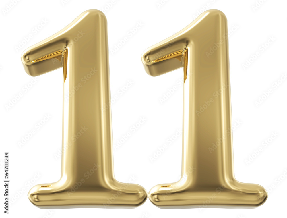 3d number 11 - gold number Stock Illustration | Adobe Stock