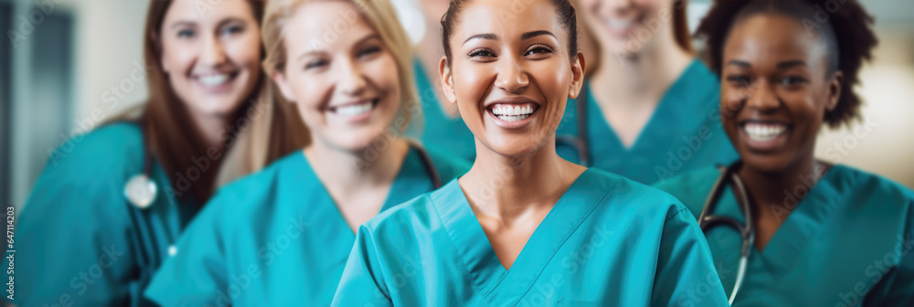 Very Happy A Caring Nurse In Scrubs Showing Compassion To Patients The ...