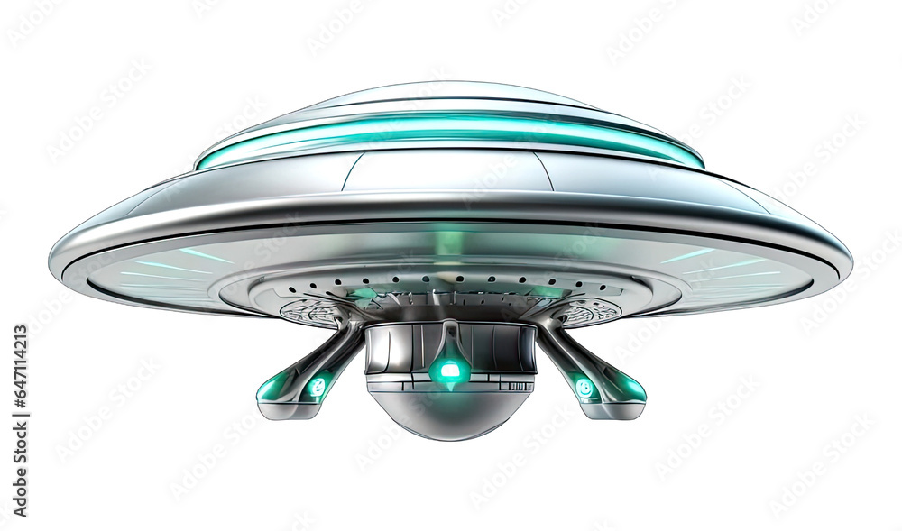 UFO vector icon 3d shiny modern cartoon style isolated transparent ...