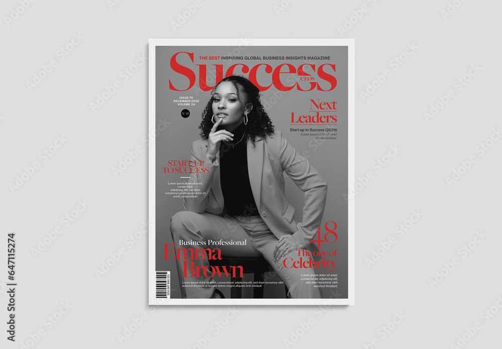Business Magazine Cover Layout Success CEO Stock Template | Adobe Stock