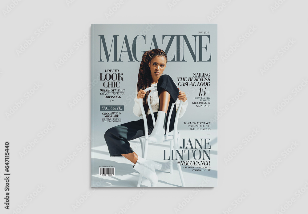Fashion Magazine Cover Layout in Modern Style Stock Template | Adobe Stock