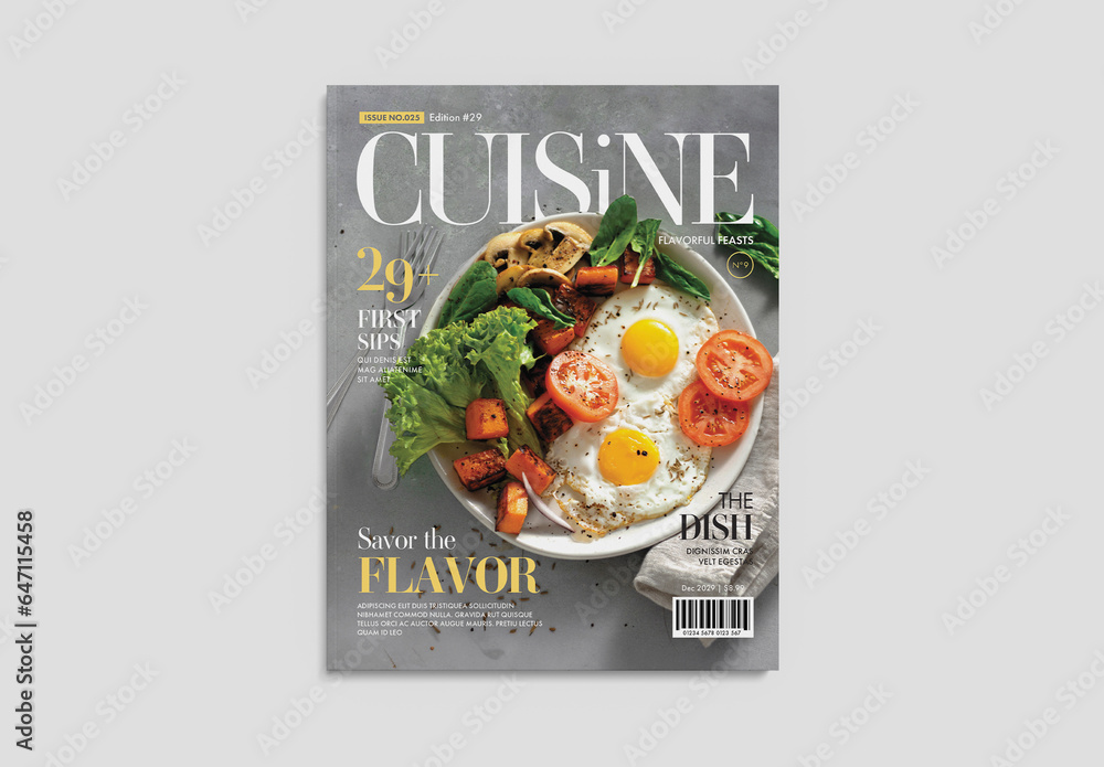 Food Magazine Cover Layout for Professional Chef Stock Template | Adobe ...