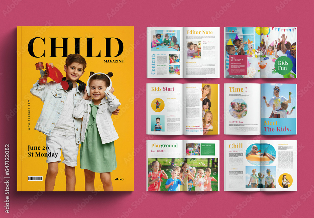 Kids Magazine Layout Design Stock Template | Adobe Stock