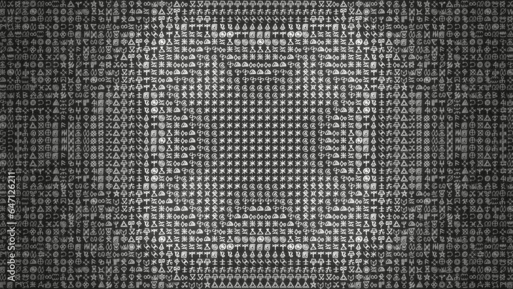 Abstract Grid Matrix Background with Alien Symbols Concept Loop ...