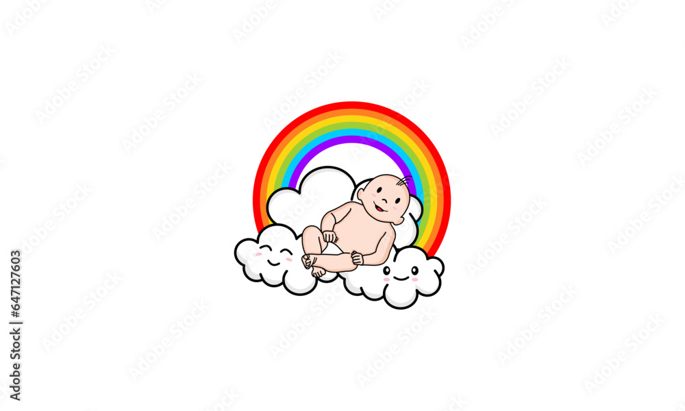 Vector Illustration of Cute Cartoon Baby. Baby shop logo design, baby ...