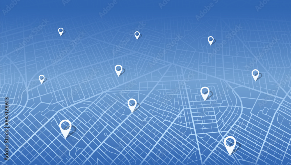 Multiple destinations, isometric. Map city with gps pins. Alternative ...