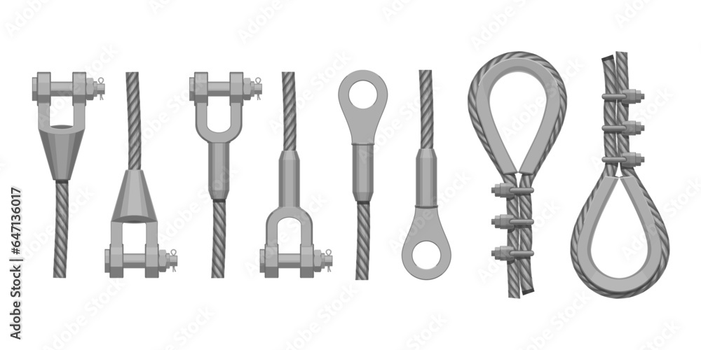 Set of wire rope sling top on white background Stock Vector | Adobe Stock