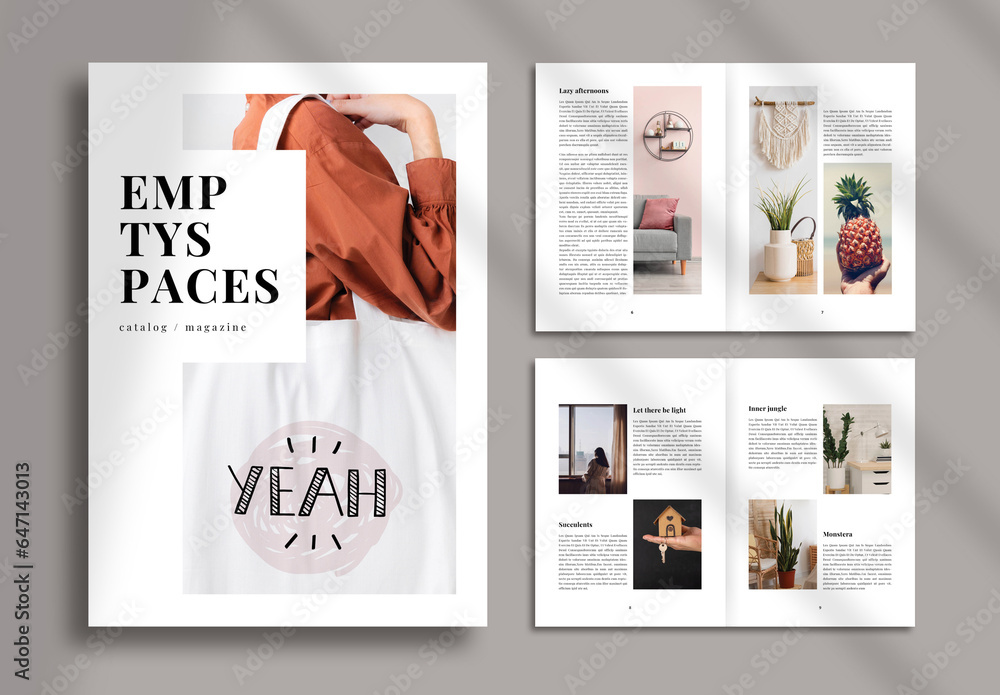 Emptys Paces Magazine Layout Stock Template | Adobe Stock