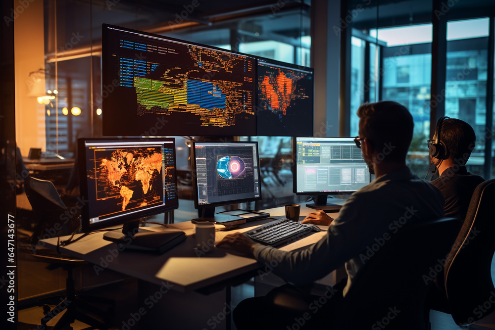 technical team collaborating on a computer programming project in a ...