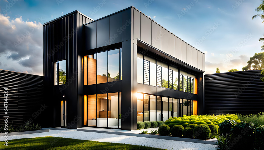 Modern small scale design style office building. Simple exterior and ...