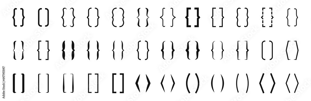 Set of text brackets. Quote box frame. Vintage typography symbol. Text ...