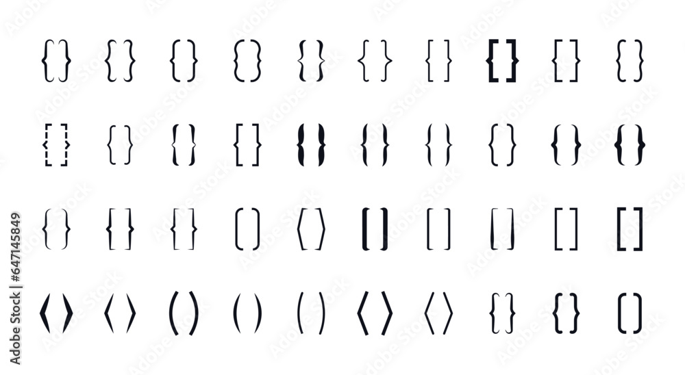 Set of text brackets. Quote box frame. Vintage typography symbol. Text ...