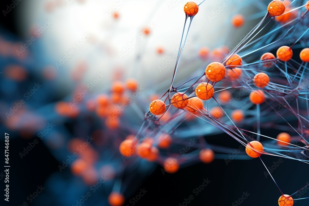 A complex biological gene structure visualized through 3D rendering ...