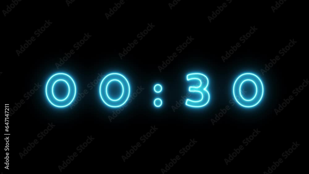 1 minute neon animated neon time minute seconds countdown and one ...