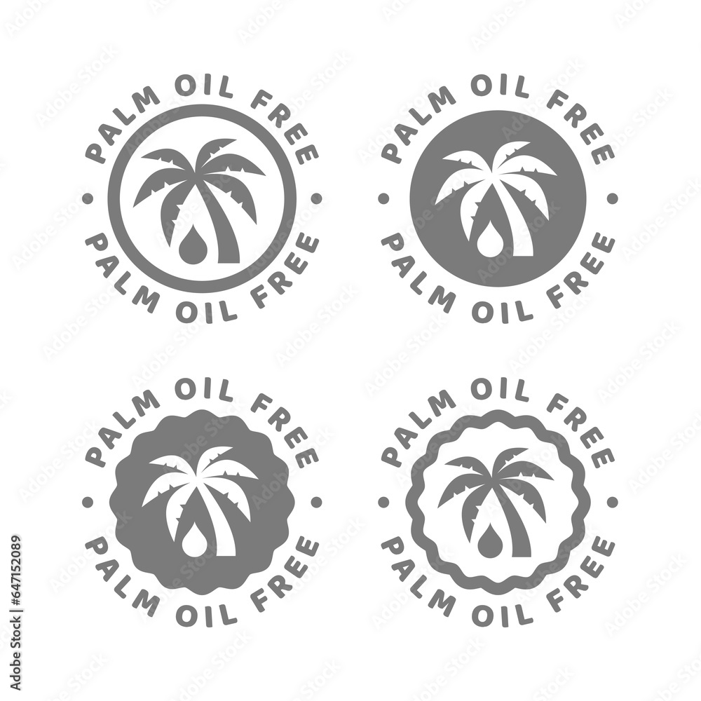 Palm oil free vector label. No palm oil circle stamp or sticker. Stock ...