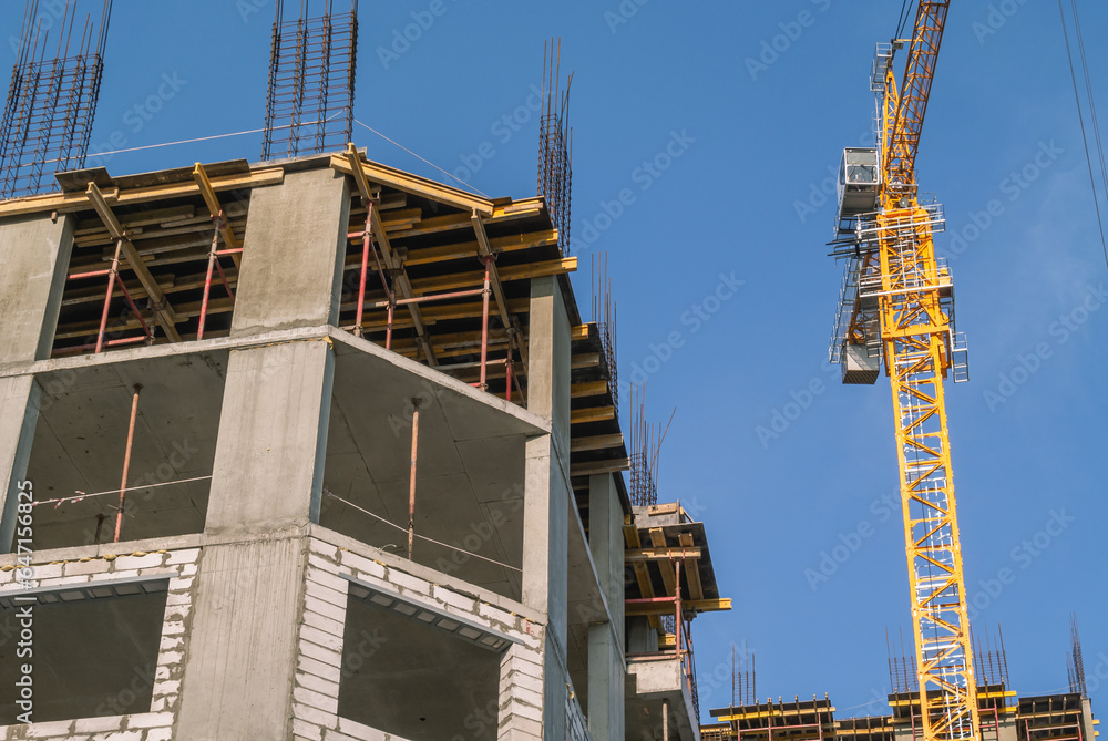 The foundation on reinforced concrete piles and the frame during the ...