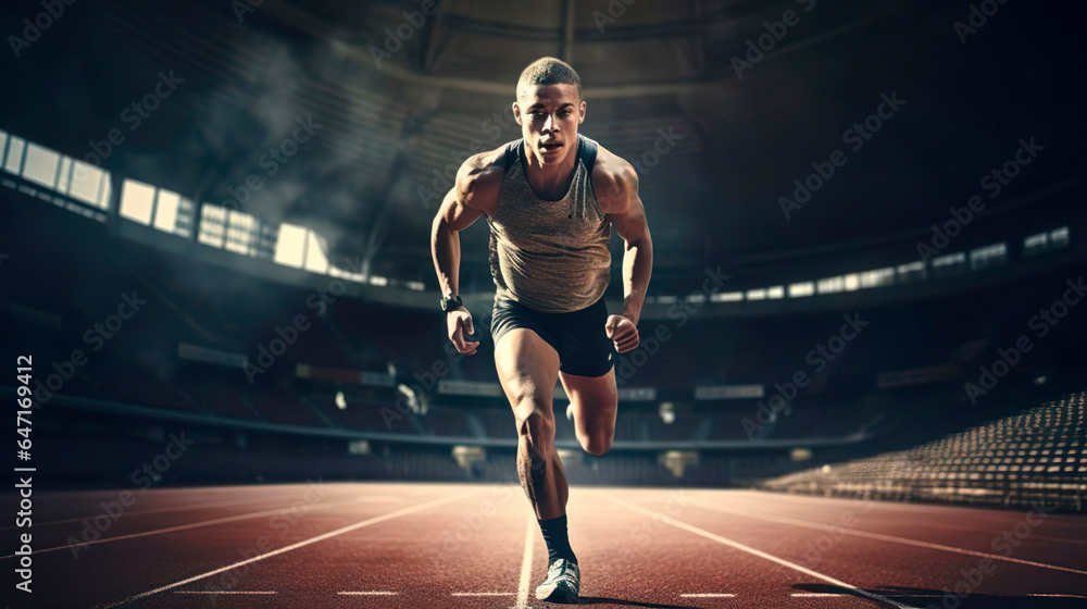 Male athlete runner sprinter young man running, workout goal and ...
