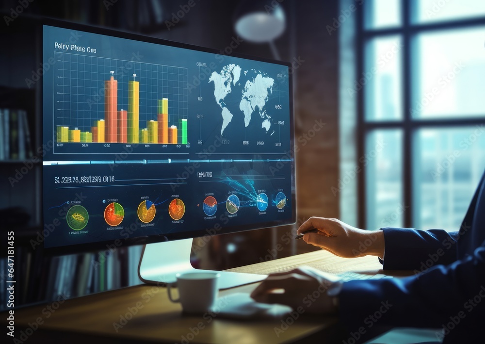 Data Management System(DMS) and Data Analysis. businessman working on a ...