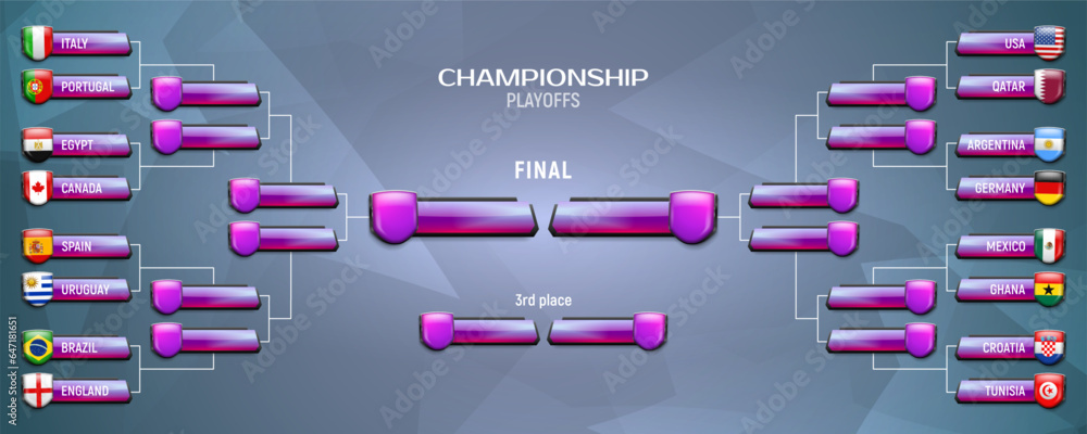 The schedule of football tournament matches. Playoffs table. Vector ...