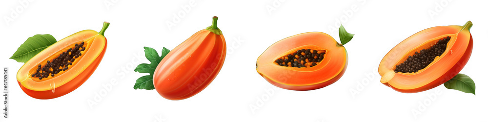 Papaya clipart collection, vector, icons isolated on transparent ...
