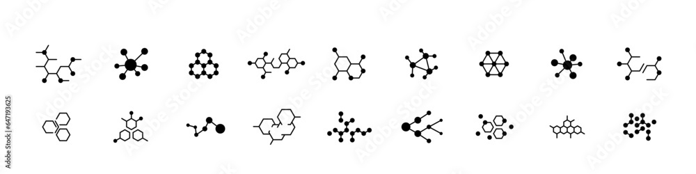 The structure of the substance. Molecule icons set. Set of scientific ...