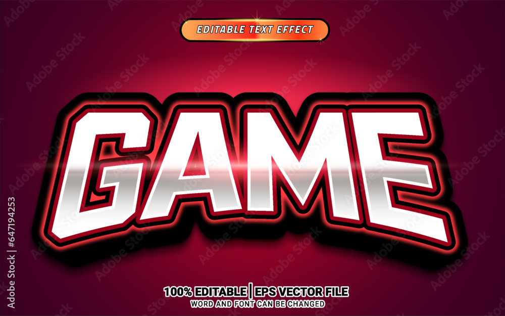 Game shiny esport logo vector 3d text effect template design Stock ...