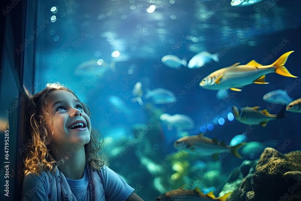 Excited children and families explore the wonders of marine life ...