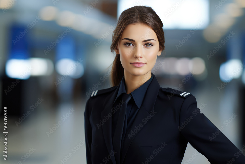 Foto de Woman Guard On Defocused Background Schools. Сoncept Female ...
