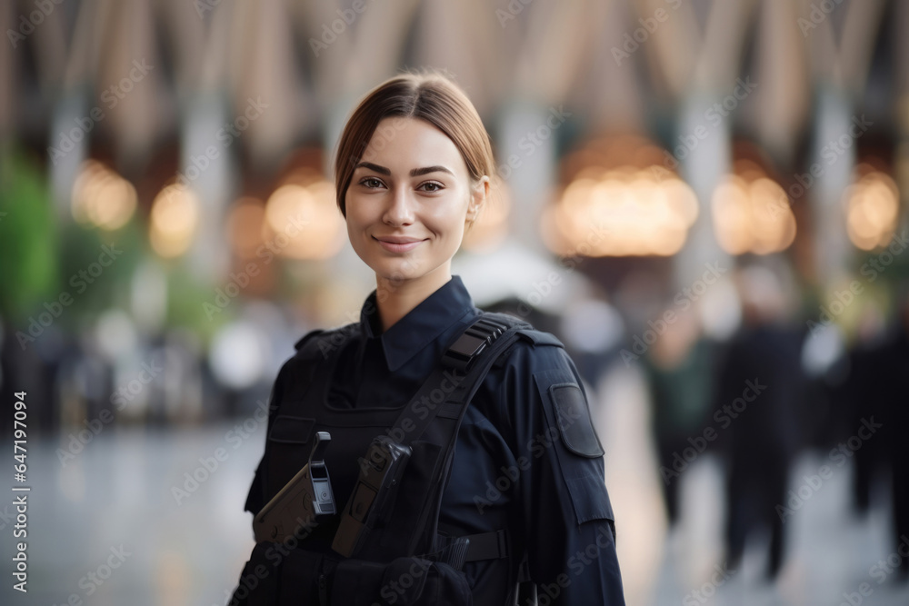 Woman Guard On Defocused Background Temples And Mosques. Сoncept Women ...