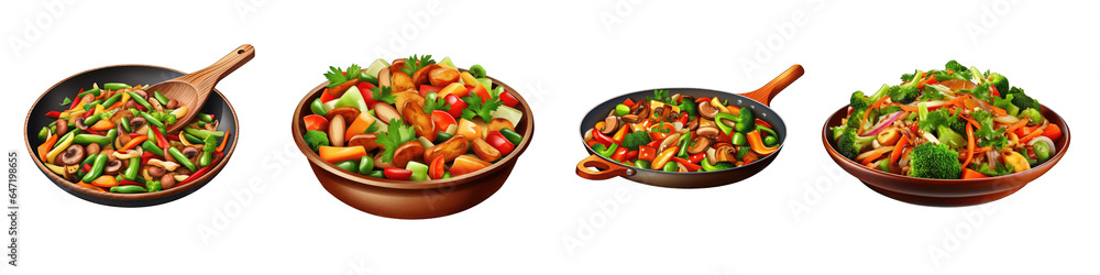 Vegetable Stir-Fry clipart collection, vector, icons isolated on ...