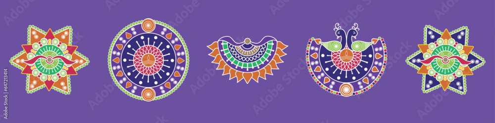 Diwali rangoli set for banners, stickers, posters, backgdounds. Stock ...