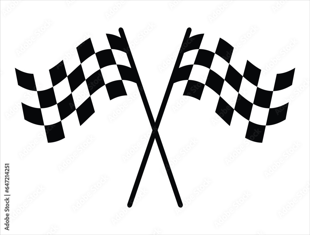 Checkered flag silhouette vector art white background Stock Vector ...