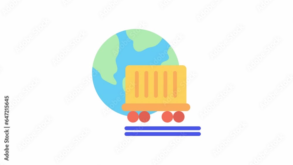 Cargo Train, Global Logistic animated icon on transparent background ...