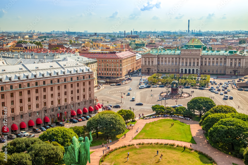 View of St. Isaac's Square from the colonnade of St. Isaac's Cathedral ...