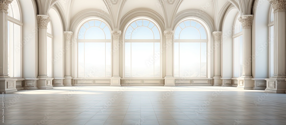 Abstract design of an empty hall with columns and beams based on ...