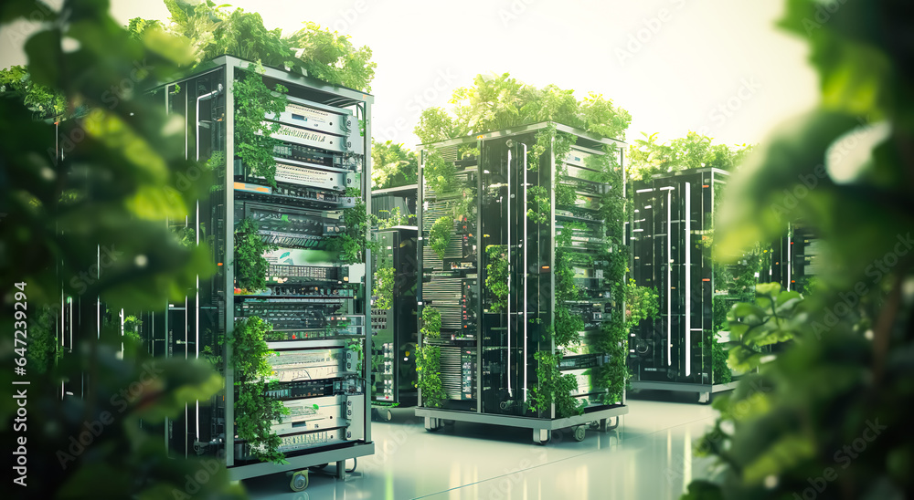 Cloud Technology Or Data Center Storage System With Green Renewable