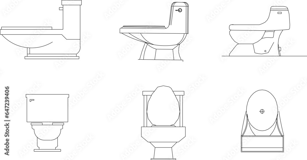 Vector sketch illustration of bathroom toilet monoblock design Stock ...