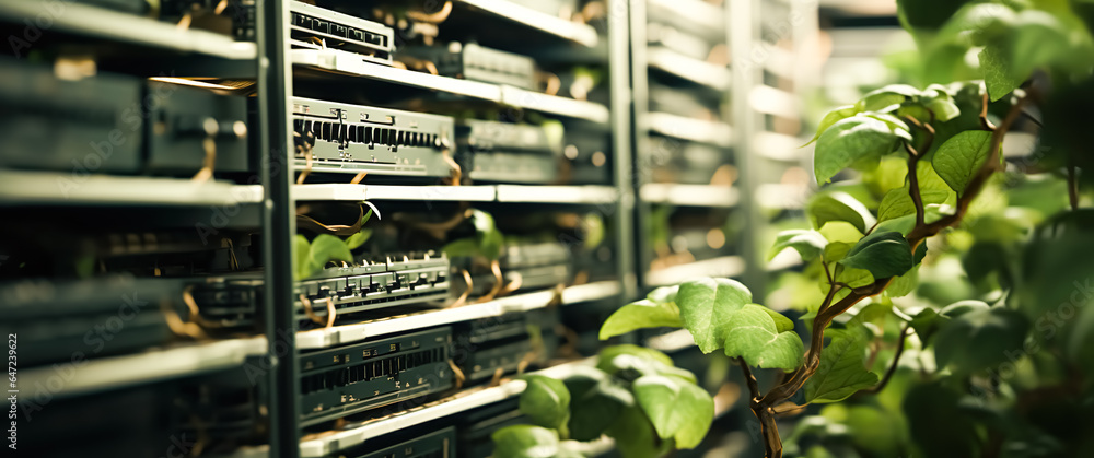 cloud technology or data center storage system with green renewable ...