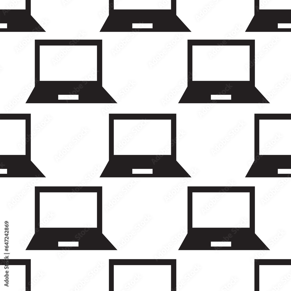 Digital png illustration of rows of black laptop pattern on transparent ...