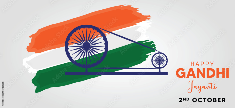 gandhi jayanti 2 october indian national day charkha with indian flag ...