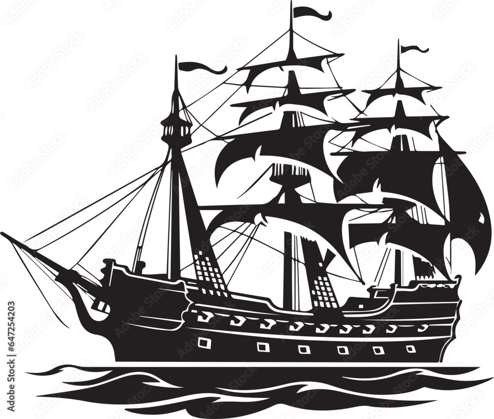 Sailboat Black And White, Vector Template for Cutting and Printing ...