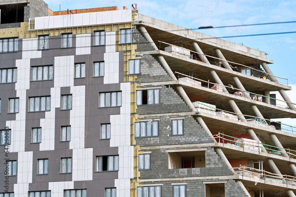 Building construction, facade cladding and insulation. Insulation and ...
