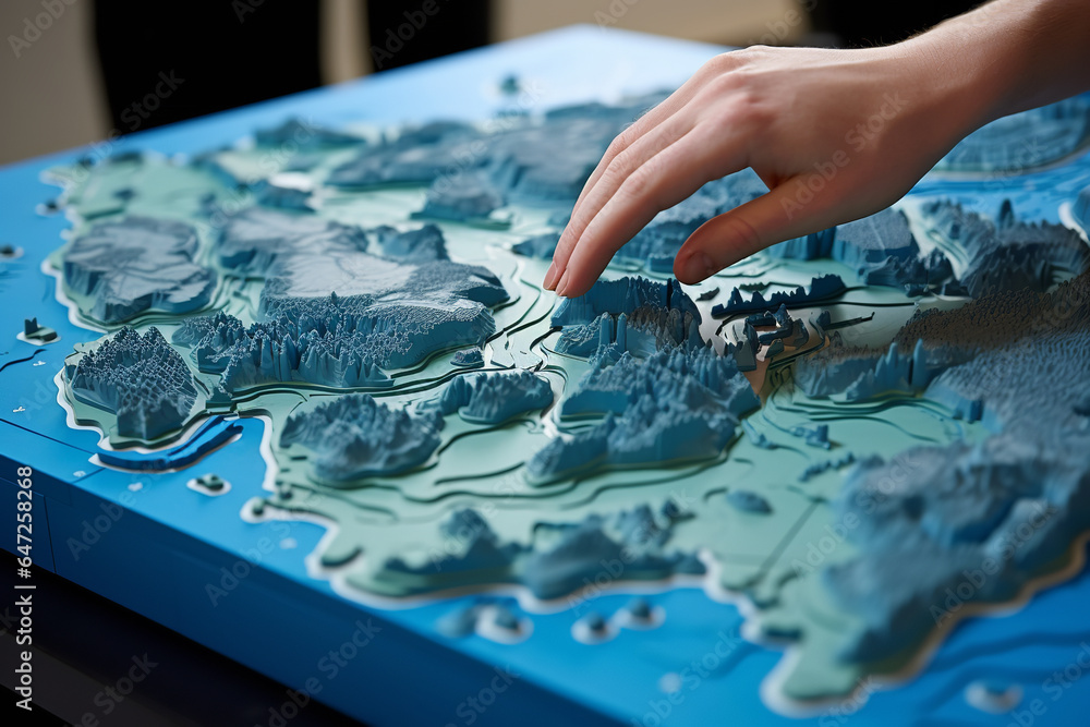 Foto de A 3D tactile map, with raised surfaces and textures, enables ...