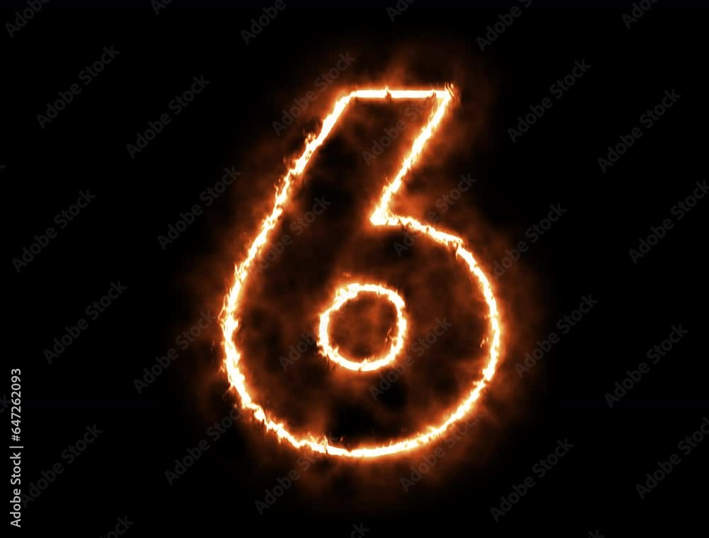 Animated Alphabet number one glowing in the dark orange blue neon light ...