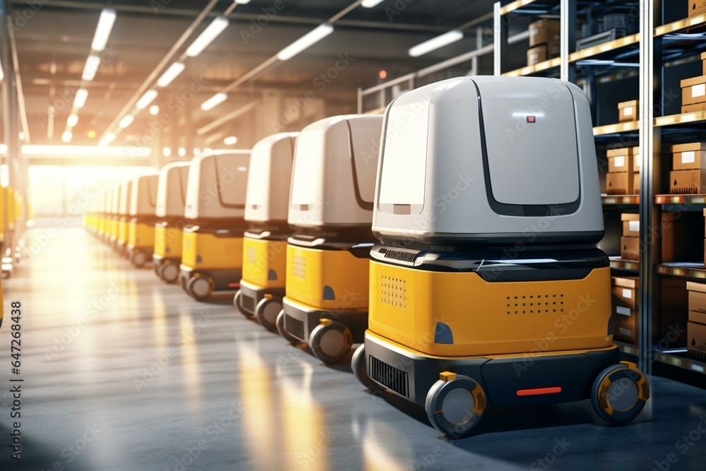 Autonomous trolleys, smart warehouse, automated production, storage ...
